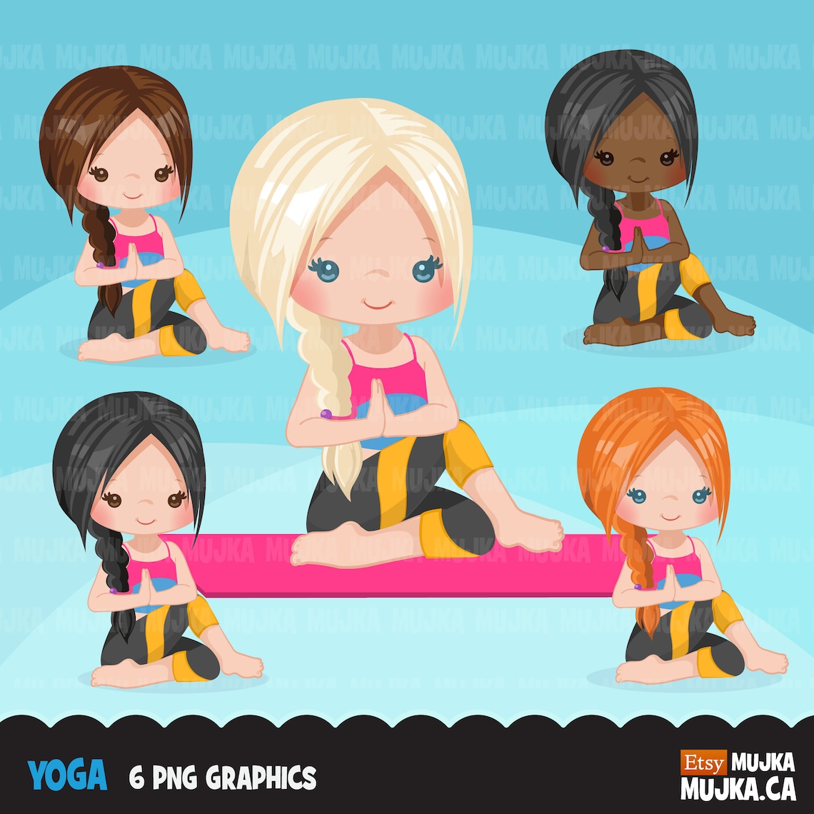 Yoga Clipart. Healthy Lifestyle Fitness Workout Graphics - Etsy