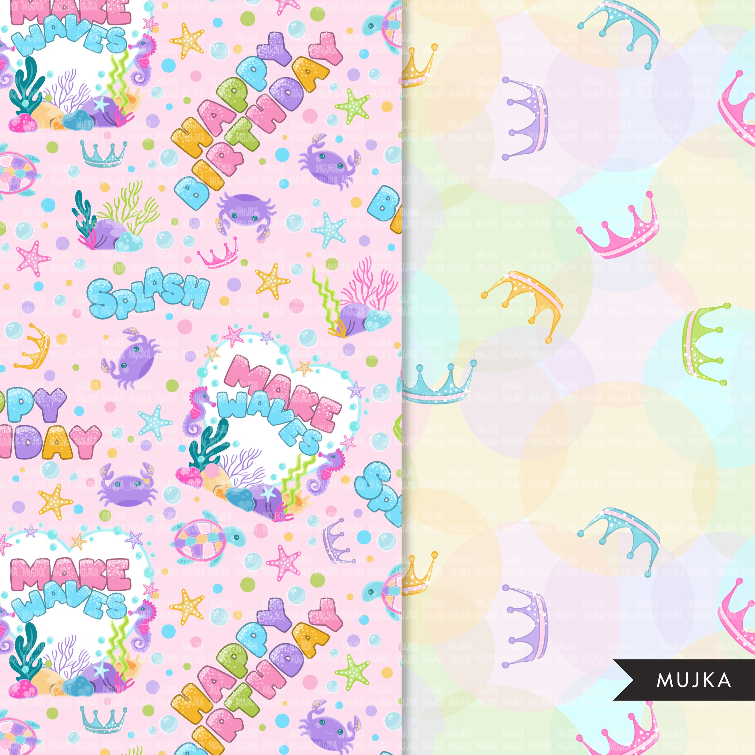 Mermaid Digital Papers Mermaid Pattern Digital Paper Pack - Etsy
