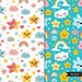 Cute Rainbow Digital Papers, Kawaii Baby Seamless Background, Nursery ...