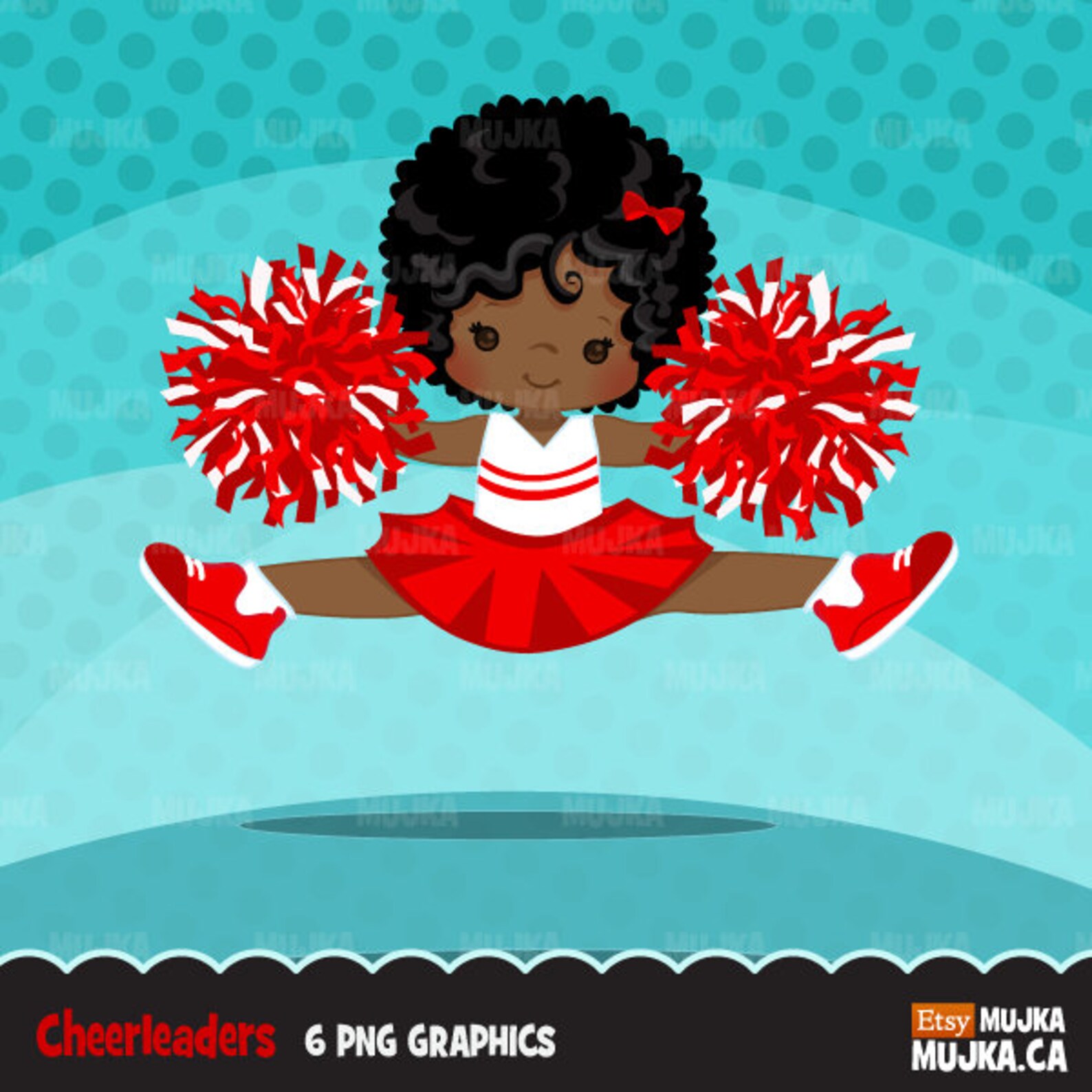 Cheerleader Clipart. Sports Graphics, Cheerleader Pom Pom. Red White ...