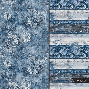Denim and Lace Digital Papers, Vintage Denim Pattern Background, Junk ...