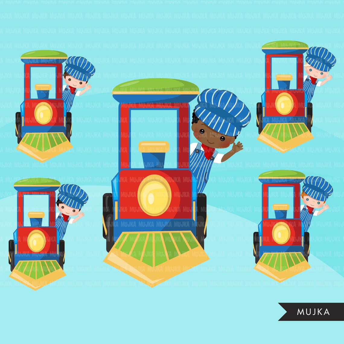 Train Clipart Boys Train Graphics. Cute Colorful Train Carts | Etsy