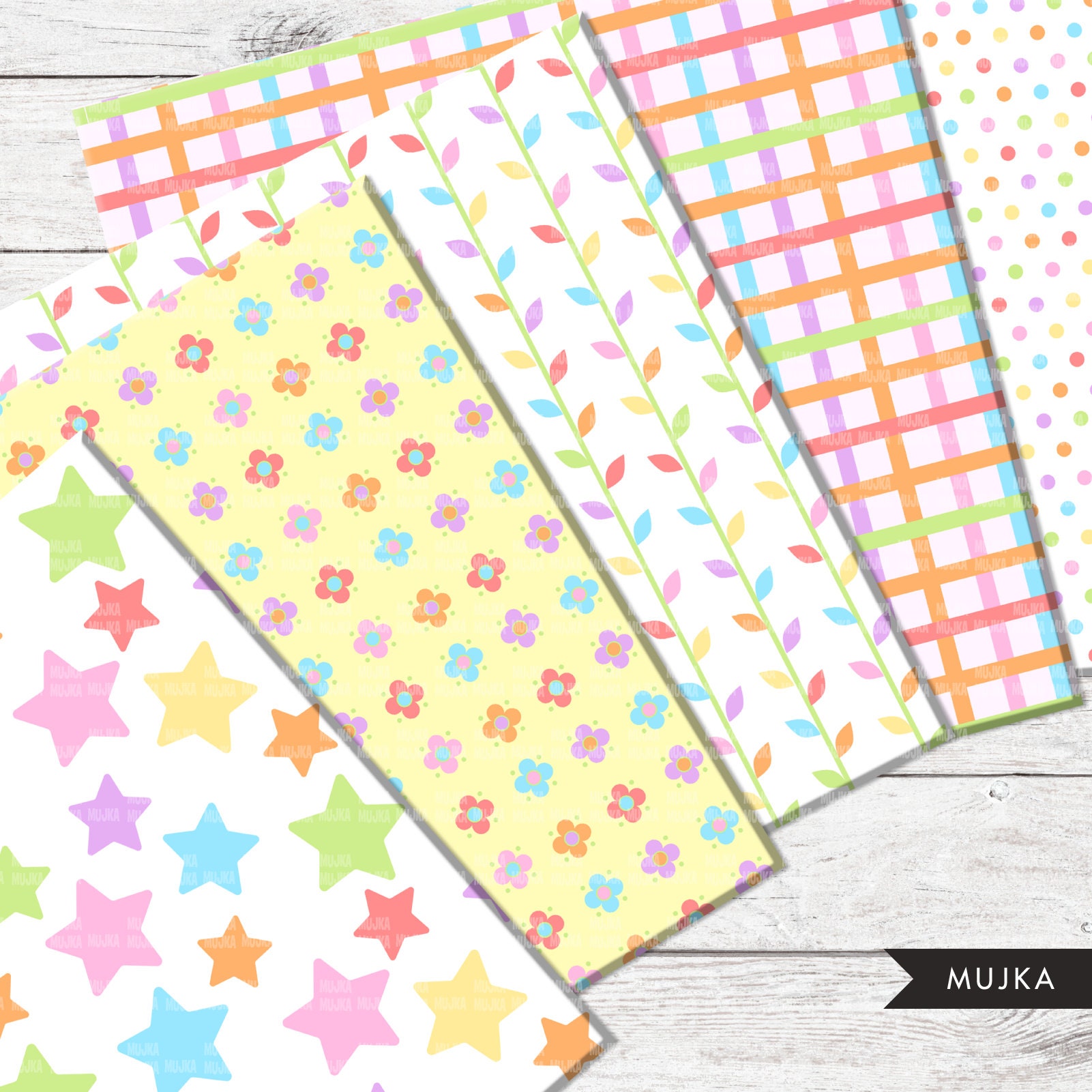 Rainbow Digital Papers Seamless Pastel Rainbow Pattern | Etsy