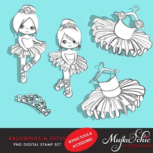 Ballerina Digital Stamps With Cute Characters, Tutus, Ballet Shoes ...