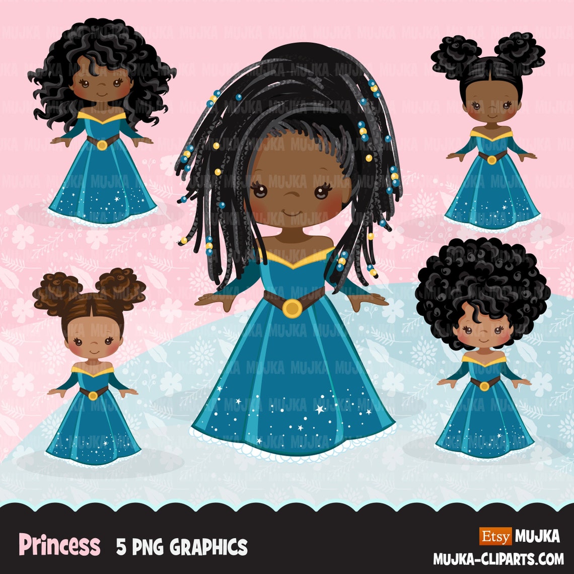 Black Princess Clipart Fairy Tale Graphics Girls Story Book - Etsy