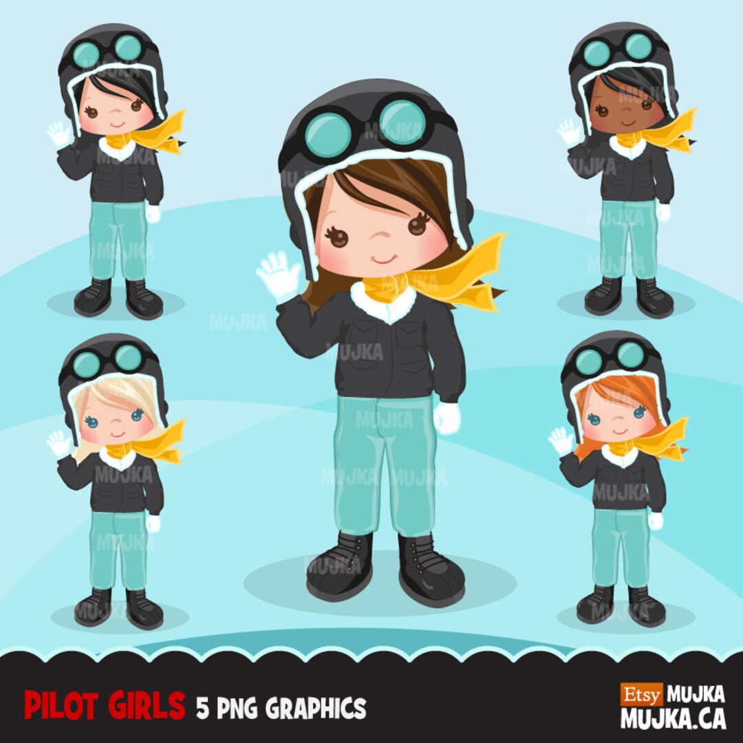 Pilot Clipart, Pilot Girl Characters, Black, Card Making, Planner ...