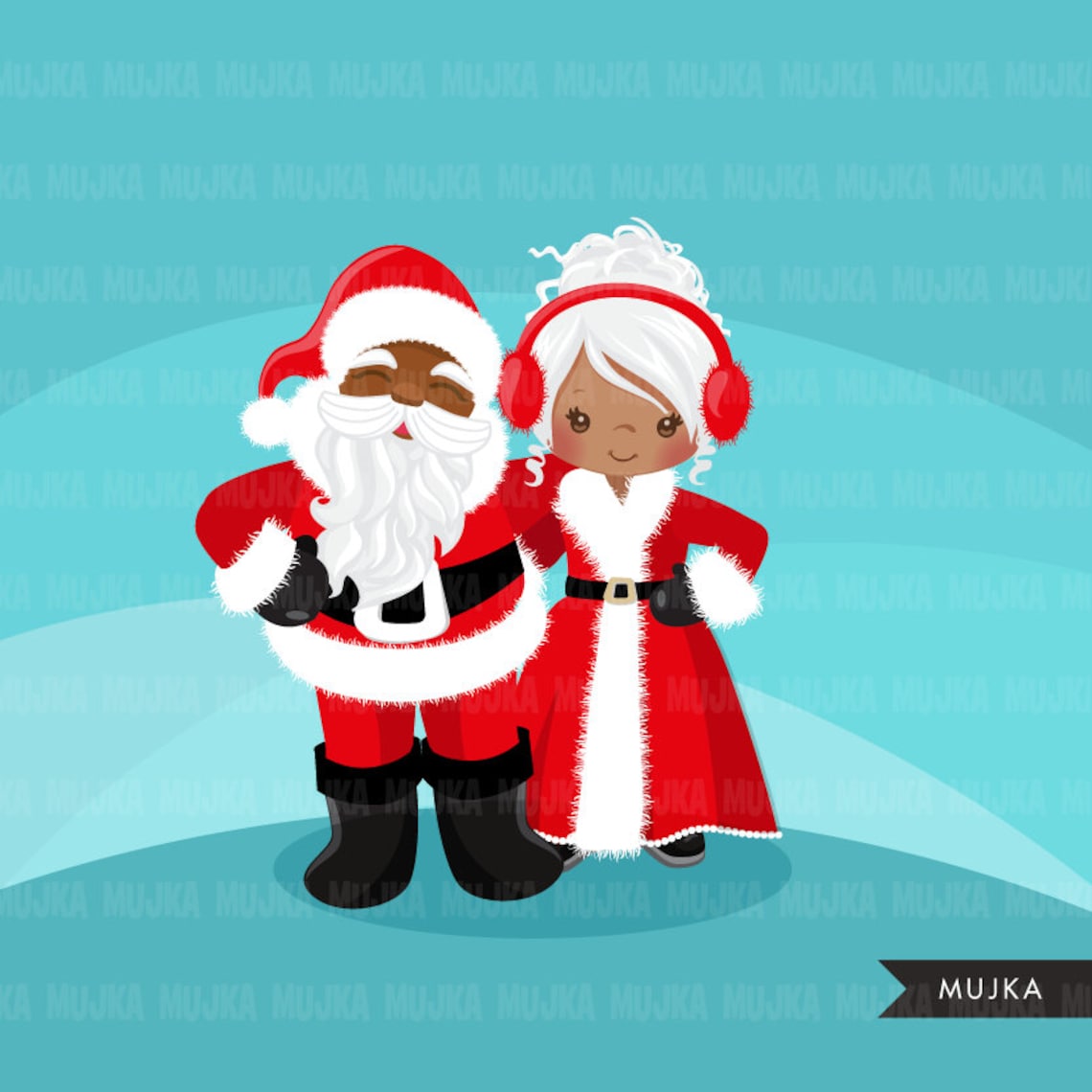 Black Santa Clipart African American Santa Christmas Graphics - Etsy