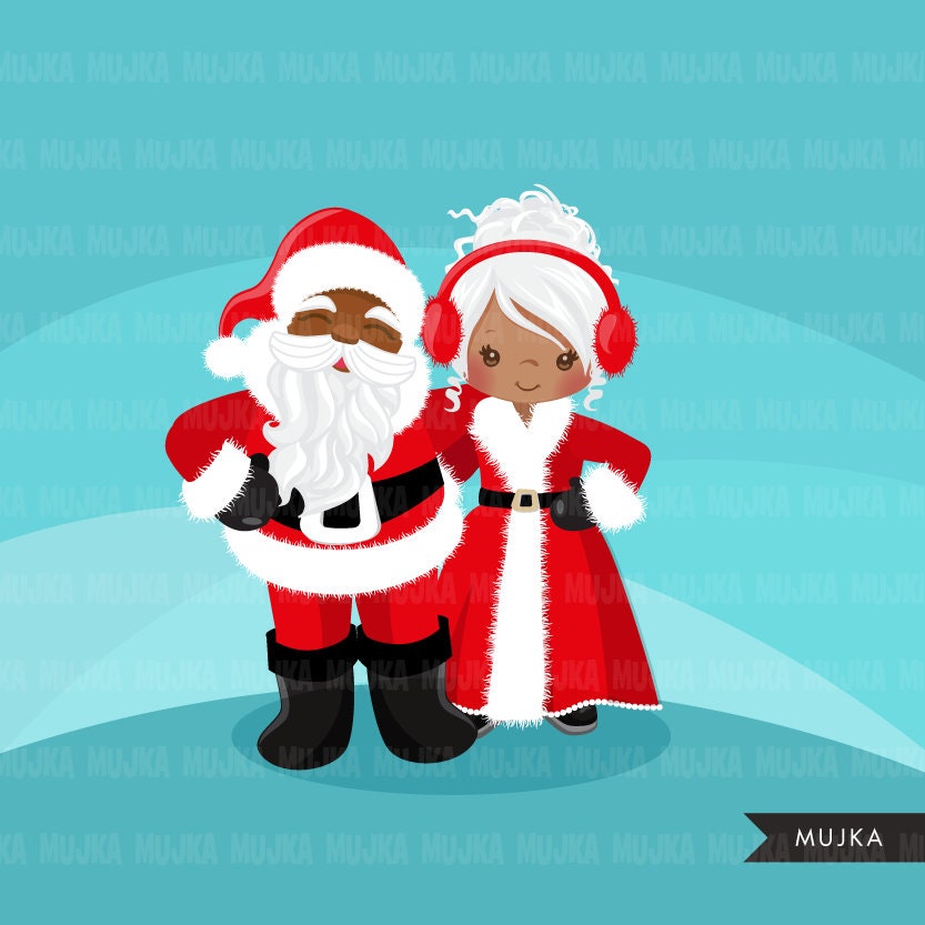 Black Santa Clipart African American Santa Christmas Graphics - Etsy