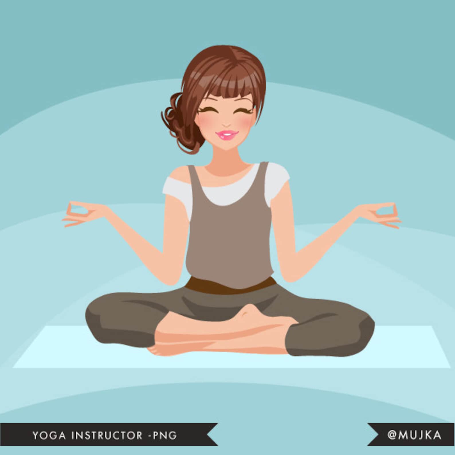 Yoga Instructor Avatar. Yoga Healthy Living Character - Etsy