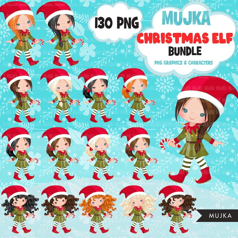 Christmas Elf Bundle Elf Png Elves Clipart African American - Etsy