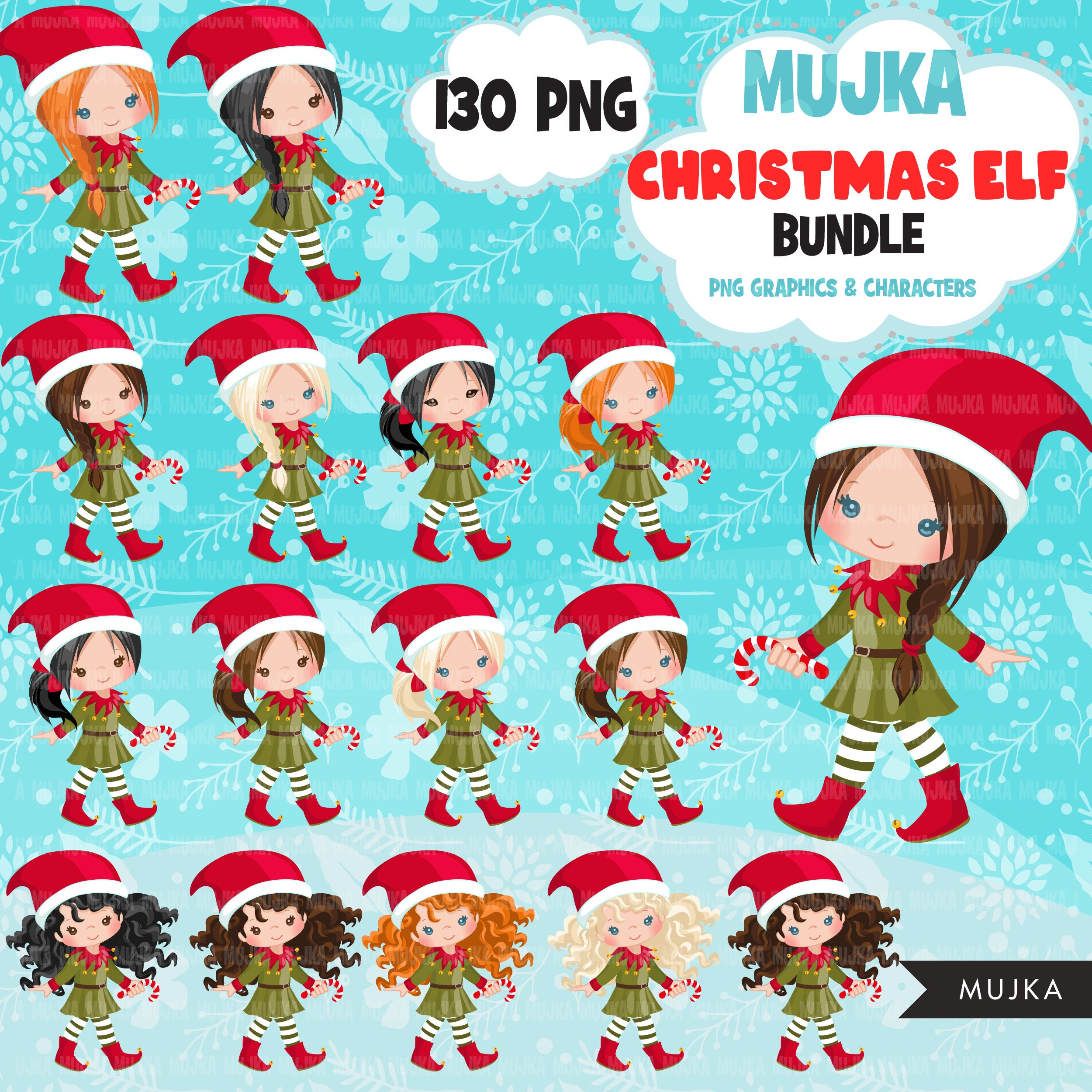 Christmas Elf Bundle, Elf Png, Elves Clipart, African American Elf ...