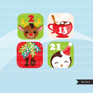 Christmas Clipart, Advent Calendar Graphics, Noel Graphics, Png ...