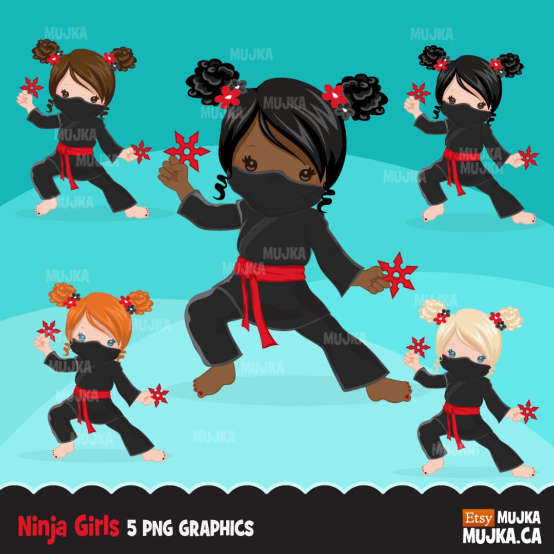 Ninja Clipart. Ninja Girls, Card Making, , Embroidery, Black Characters ...