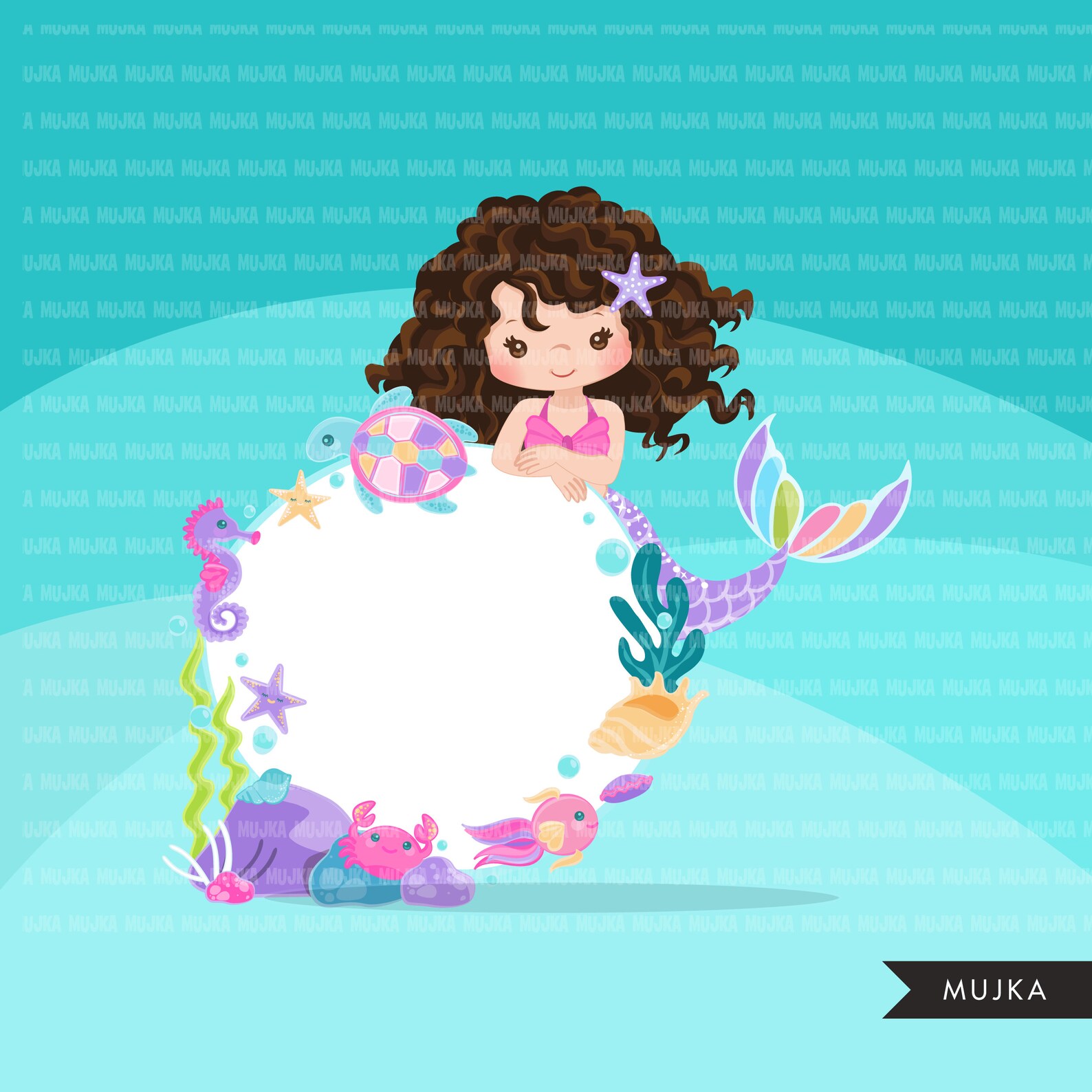 Mermaid Clipart Frame Rainbow Mermaid Graphics Mermaid | Etsy