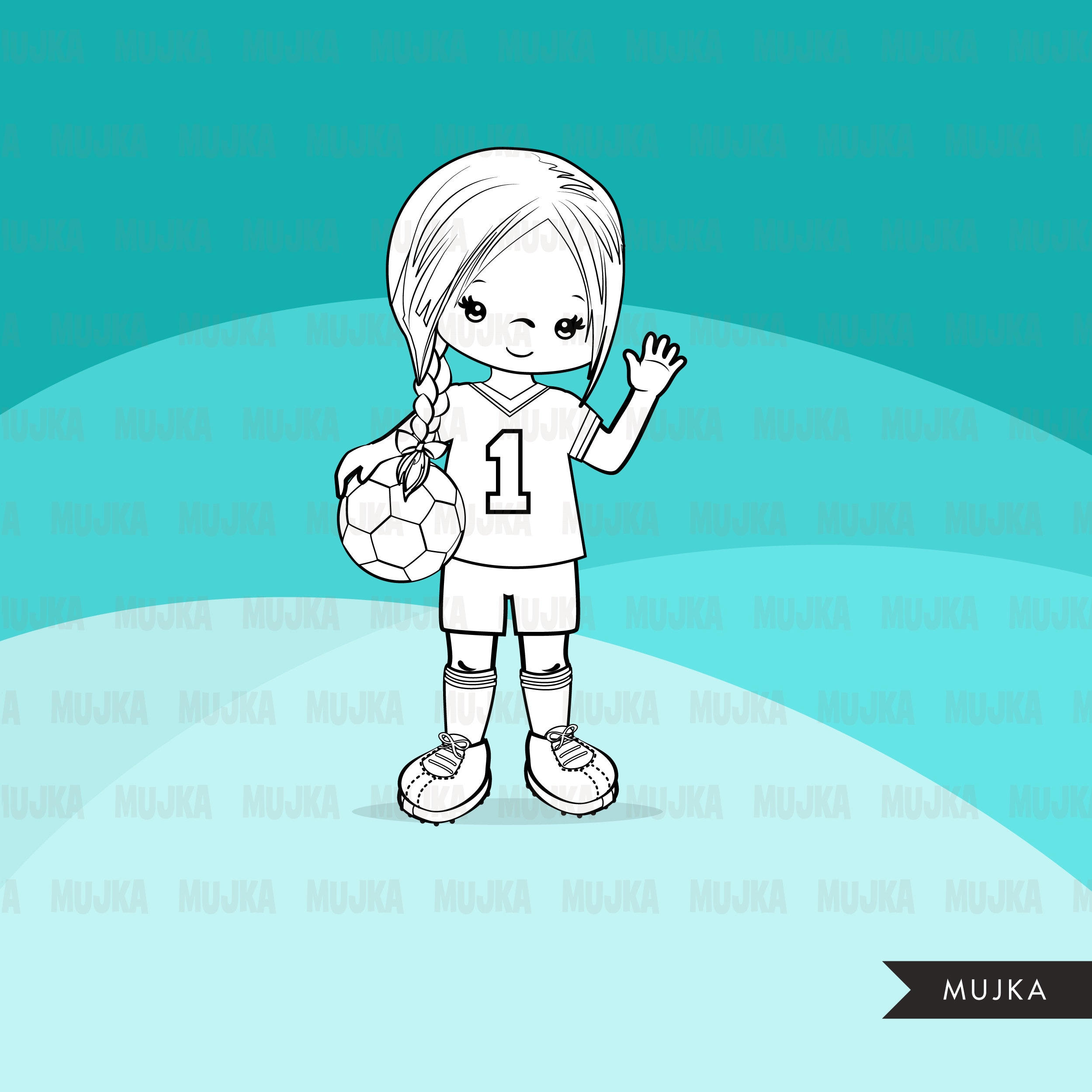 Soccer Players Digital Stamps. Sports Graphics Soccer Ball - Etsy