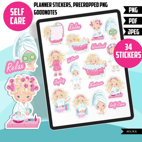 Digital Self Care stickers, Goodnotes stickers, planner stickers, png ...