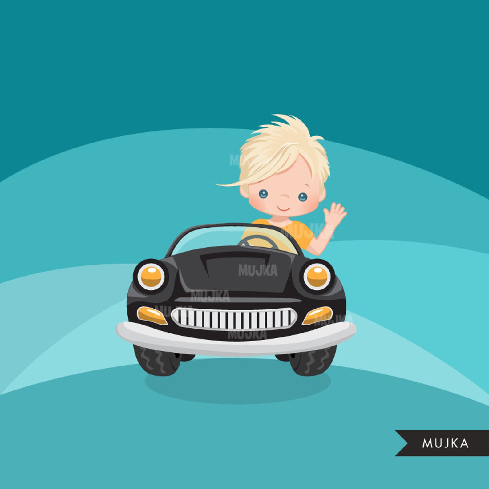 Car Driver Clipart Chic Characters Black Card Making - Etsy