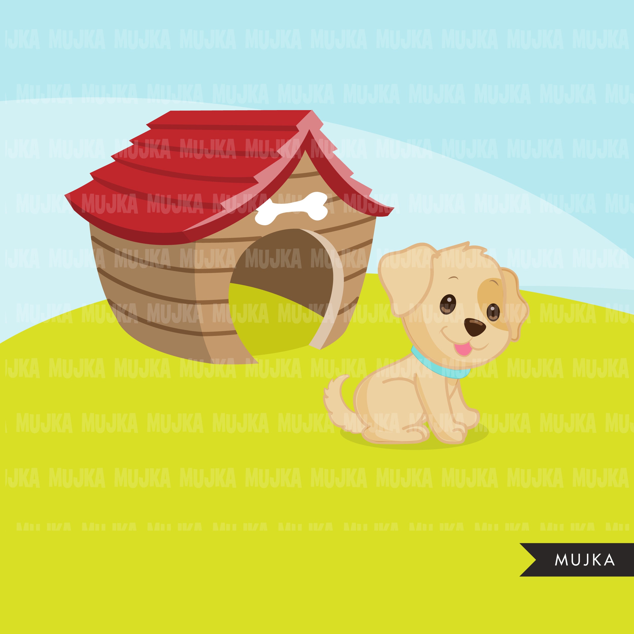 Puppy Clipart. Cute Dog Graphics, Cookie Design, Cutting, Scrapbook ...