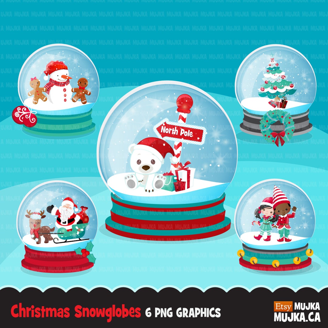 Christmas Snow Globe Clipart. Cute Snow Globes Filled With Christmas ...