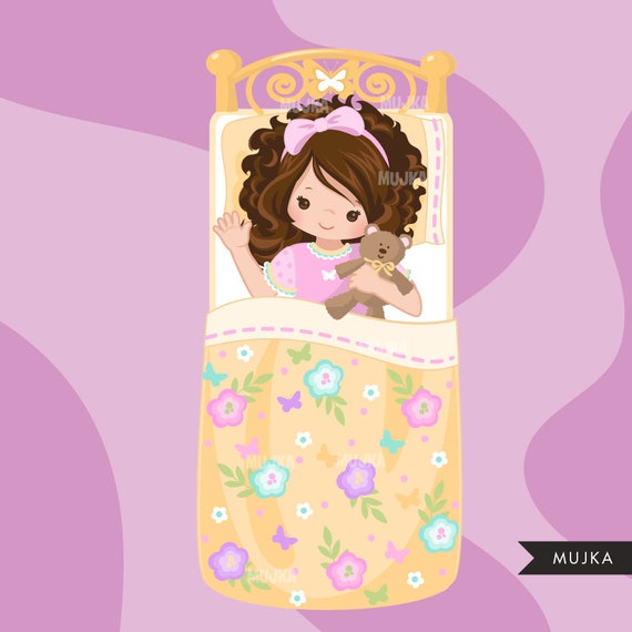 Little Girls Sleepover Clipart Images