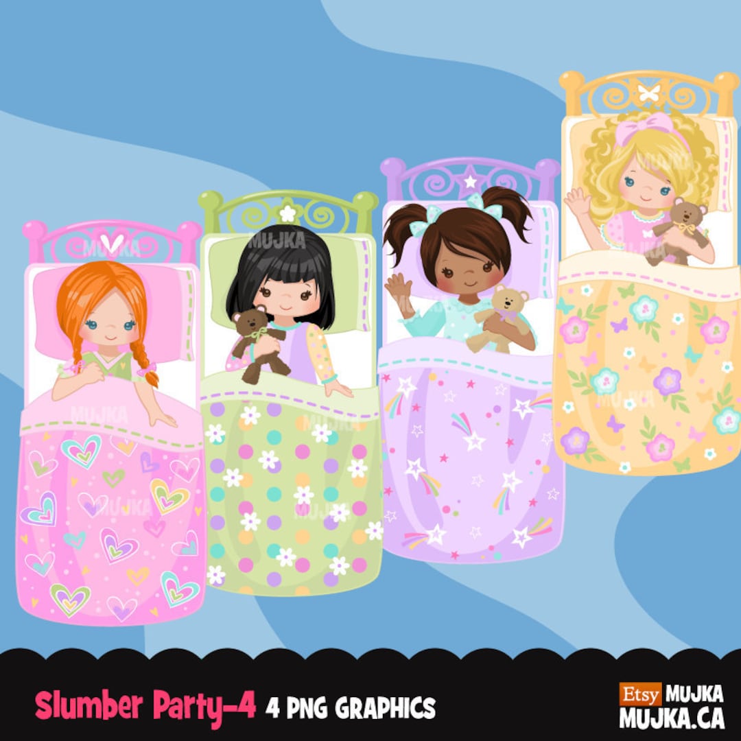Slumber Party Clipart, Movie Night, Girl's Pajama Party, Play Night ...