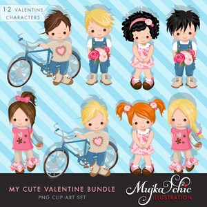 Valentine Clipart and Invitation Bundle With Cute Characters. Valentine ...