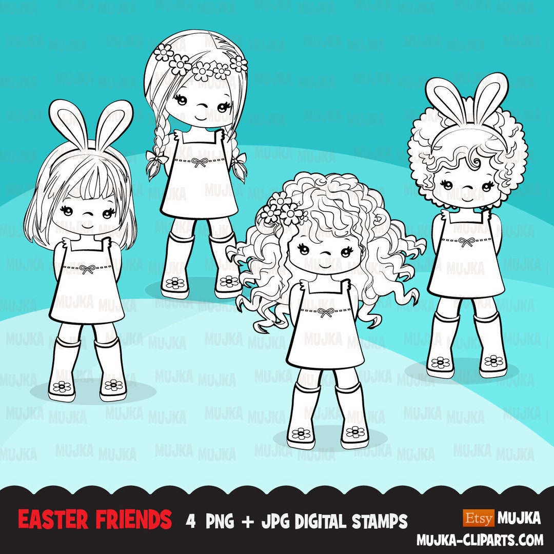 Easter Coloring Graphics, Easter Digital Stamps, Scavenger Hunt Png ...