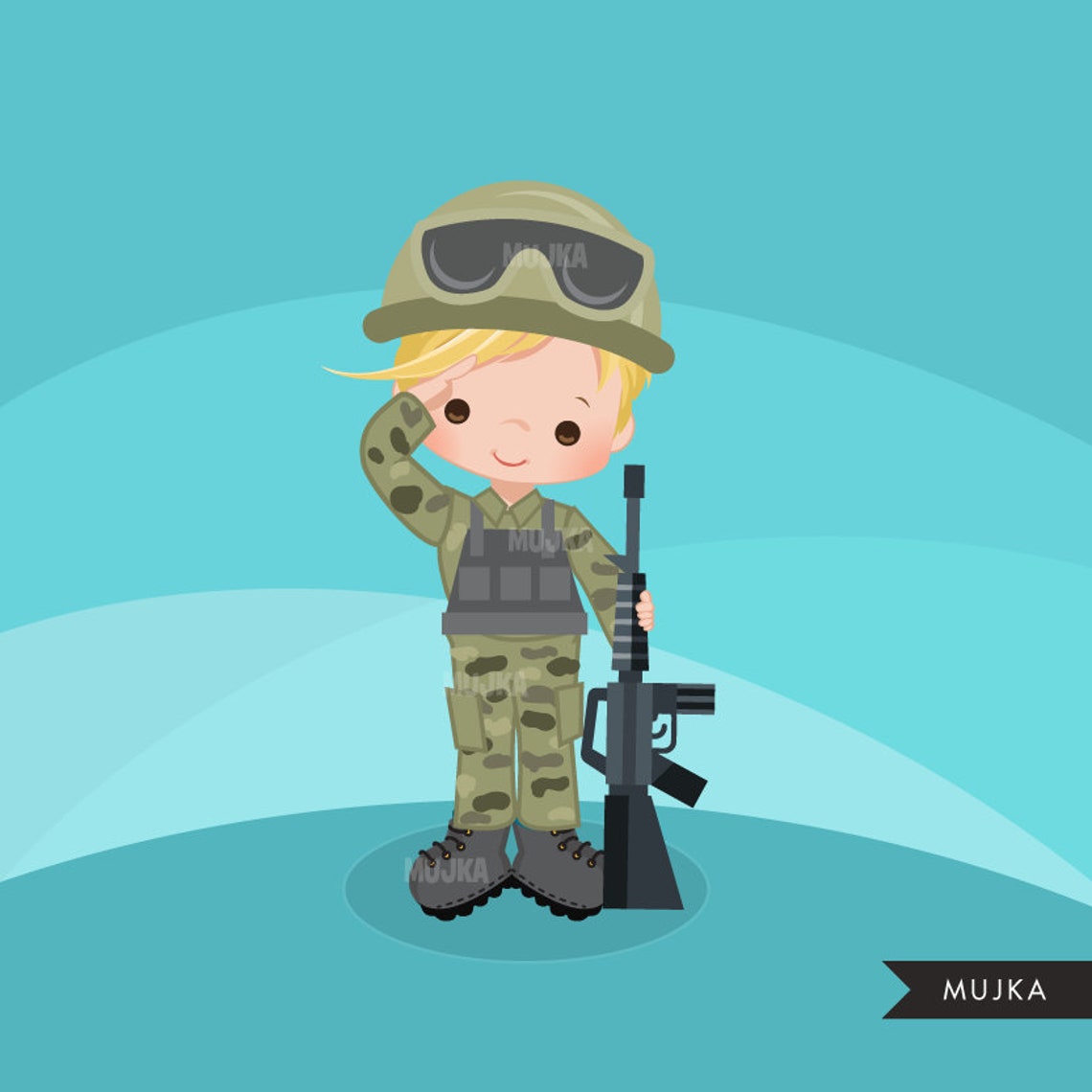 Army Clipart Little Soldier Boy Graphics. Salute Patriots - Etsy