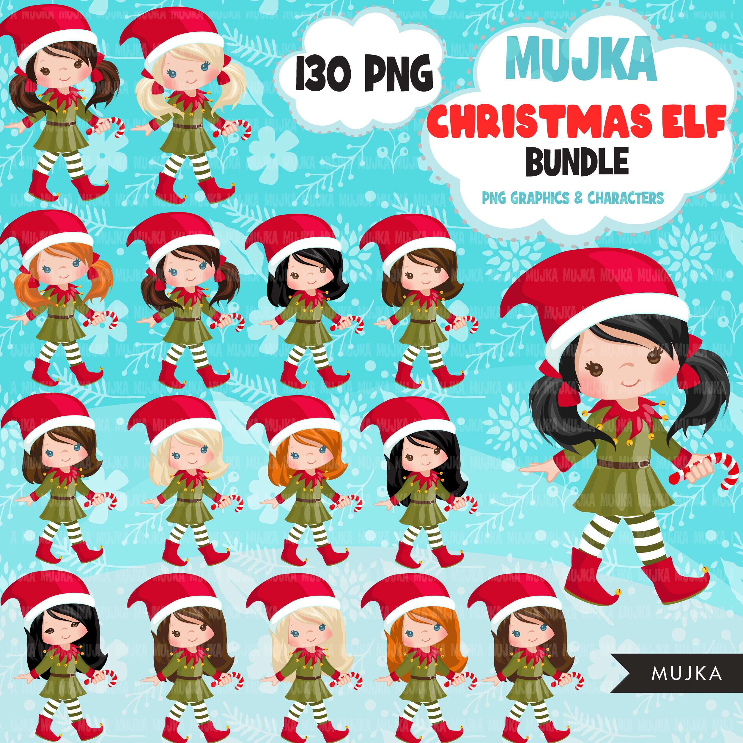 Christmas Elf Bundle, Elf Png, Elves Clipart, African American Elf ...
