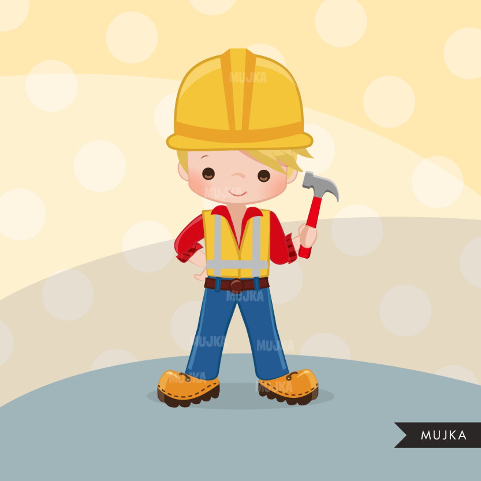 Construction Clipart. Little Boy Contractor Graphics Hard - Etsy