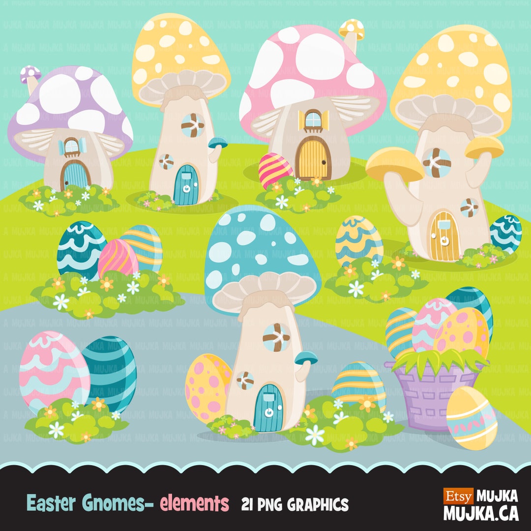 Easter Gnomes Clipart, Mushroom Clipart, Fairy Clipart, Fairy Homes Png ...