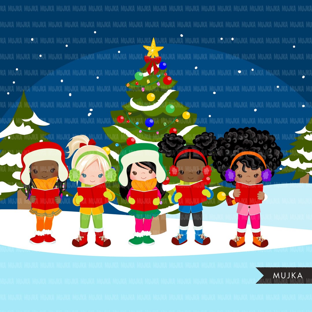 Christmas Carol Clipart, Christmas Caroler Girl, Black Girls, Christmas ...