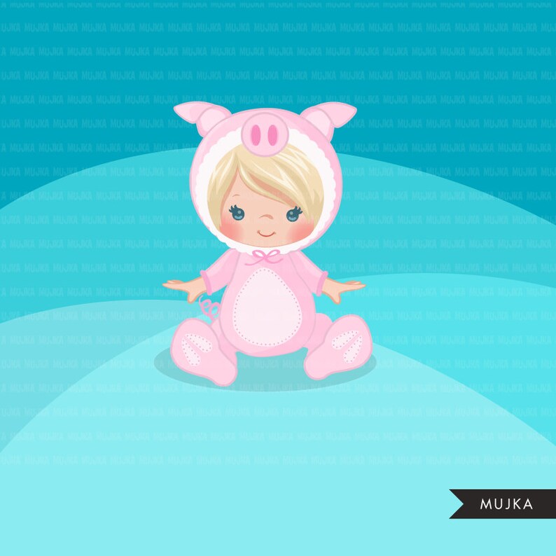 Baby Pig Clipart Halloween Costume Baby Shower Graphics Card - Etsy