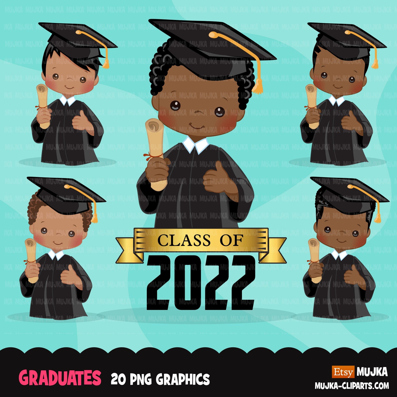 Graduation Png, 2022 Grads Png, Graduation Clipart, Black Boys, Class ...