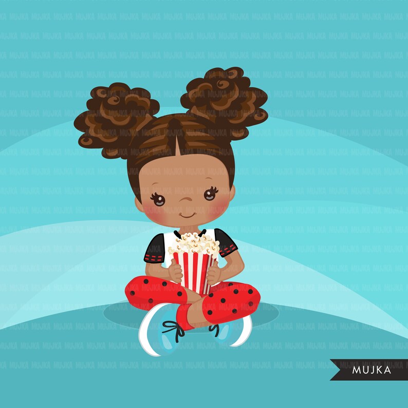 Movie Night Clipart Movie Birthday Party Black Girls - Etsy
