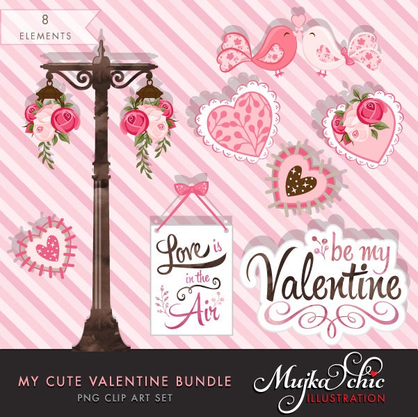 Valentine Clipart and Invitation Bundle With Cute Characters. - Etsy