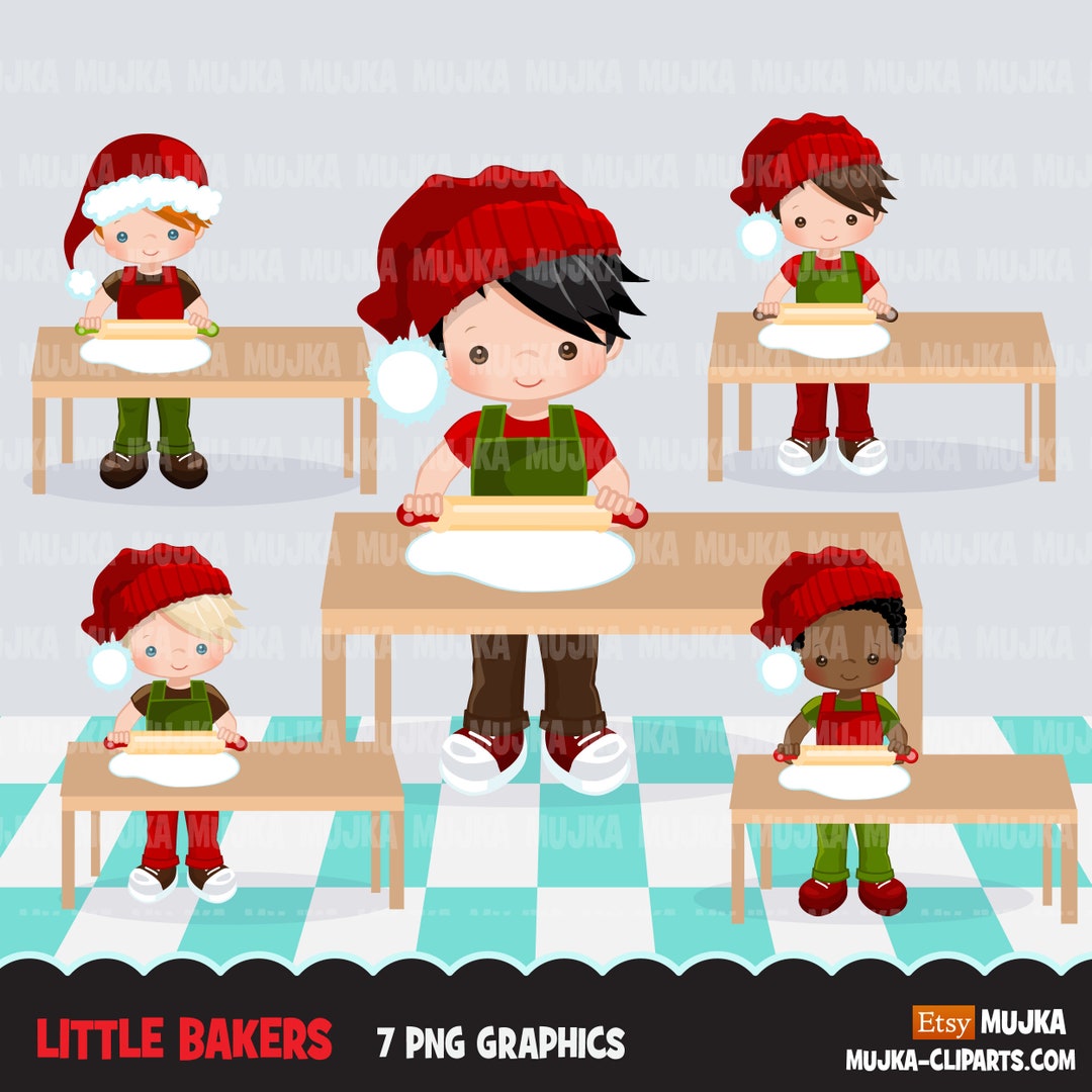 Christmas Baking Clipart, Cute Baker Boy Characters, Kitchen Baking ...