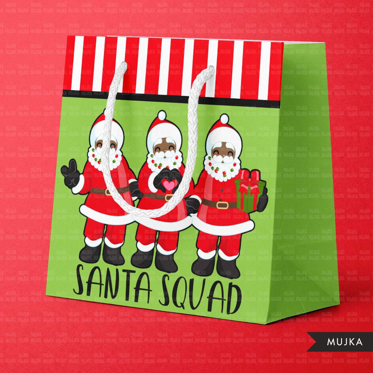 Santa Squad Png Christmas Squad Clipart Black Santa Clipart | Etsy