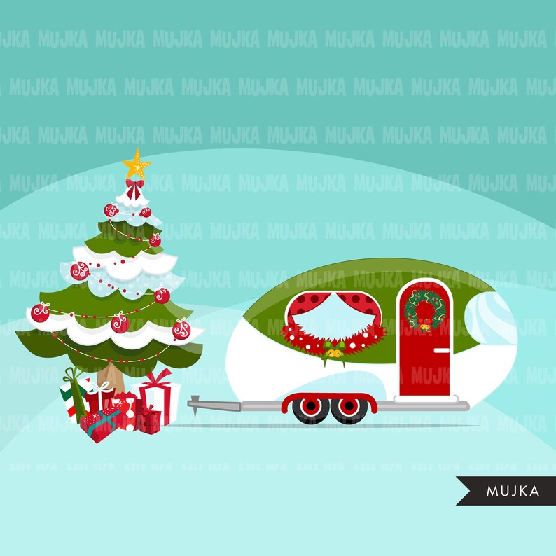 Christmas RV Vans Clipart Decorated Noel Camper Van Graphics - Etsy
