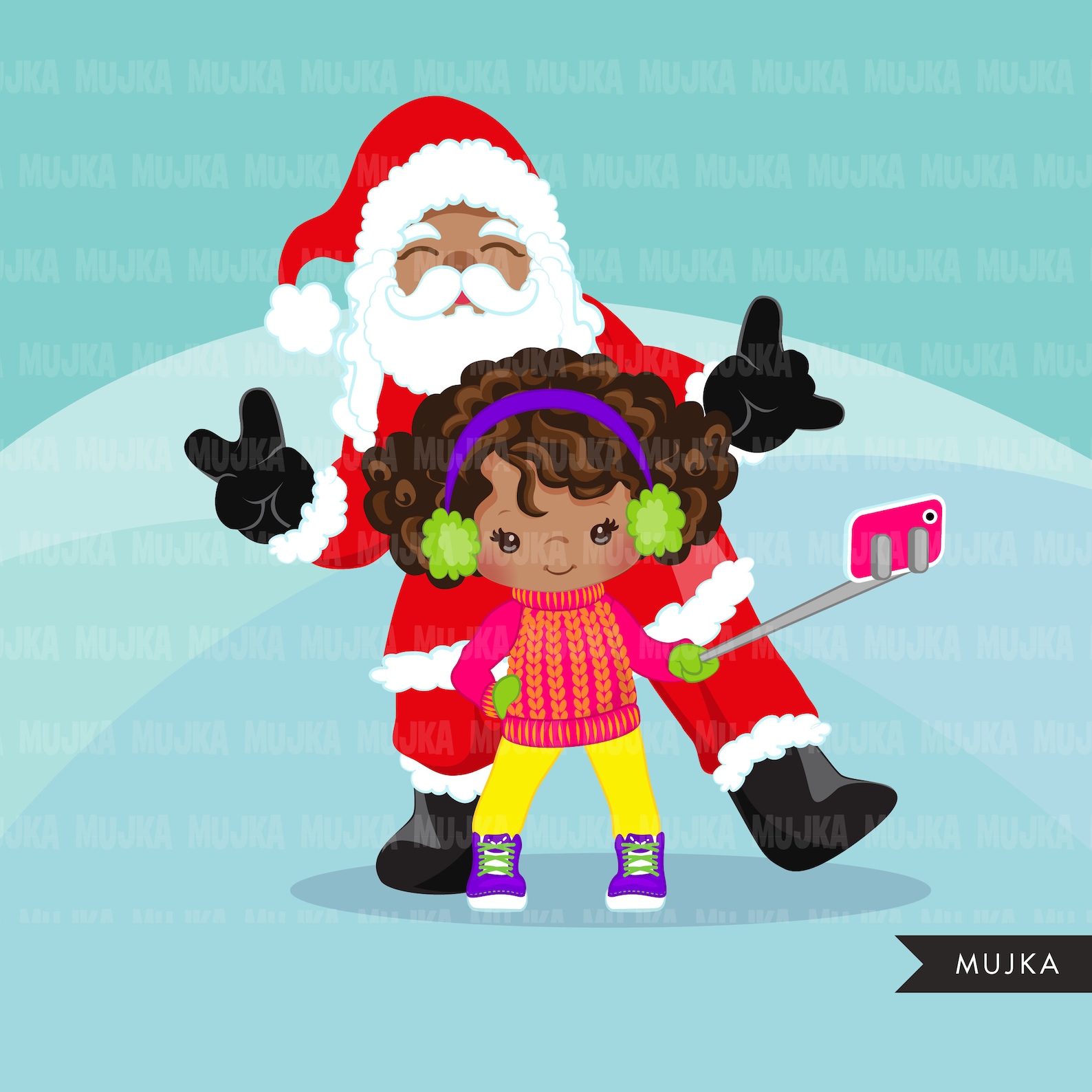 Santa Selfie Clipart Christmas Selfie Graphics Kids Santa - Etsy