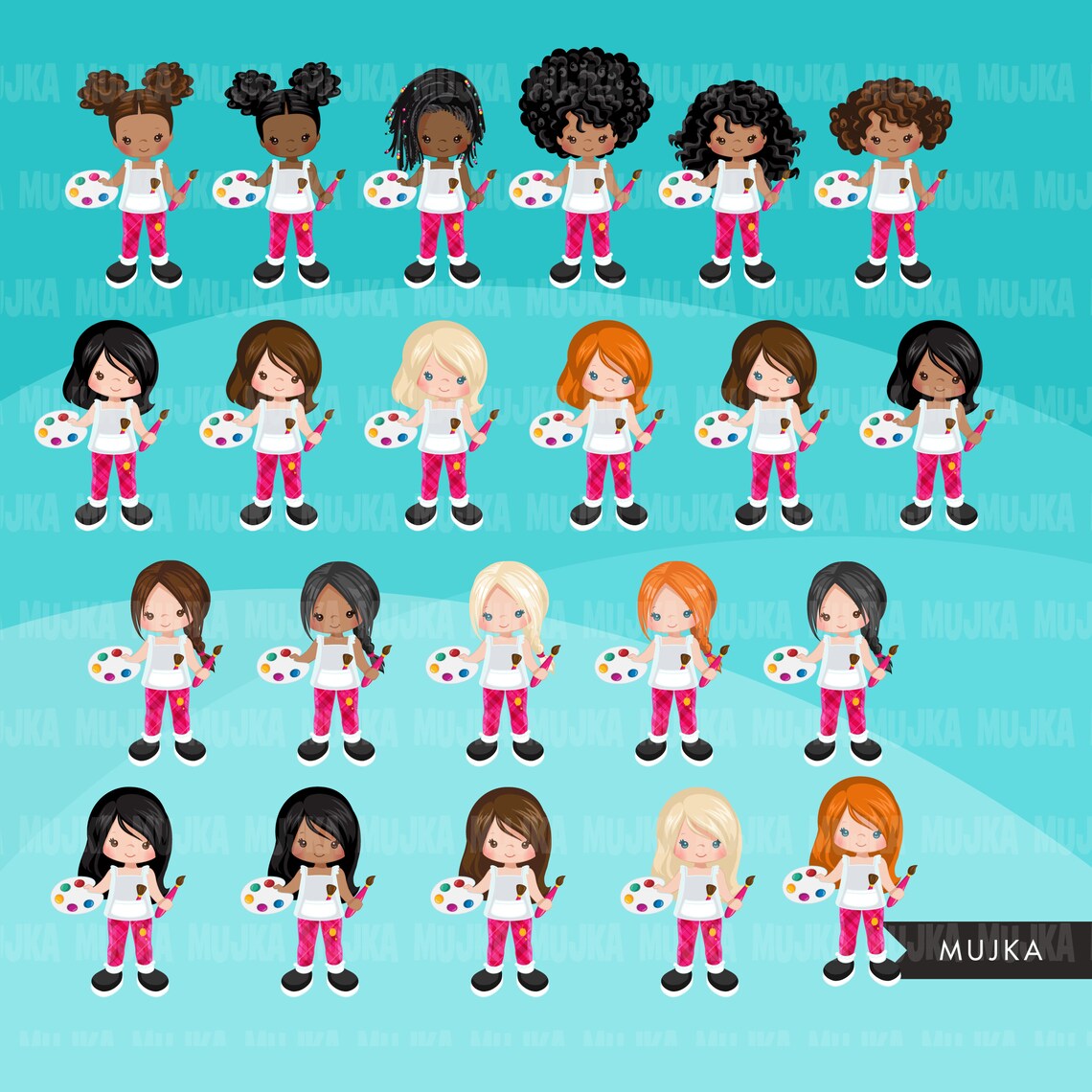 Artist Clipart Bundle Artist Boys Artist Girls Art Party - Etsy