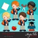 Back to School Clipart. Cute Students, School Bus, School Supplies ...