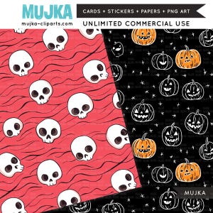 Cute Halloween Digital Papers, Halloween Baby Background, Skull ...