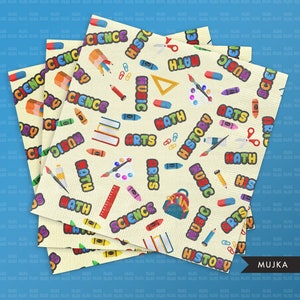 School Digital Papers, Seamless School Patterns, School Printable ...