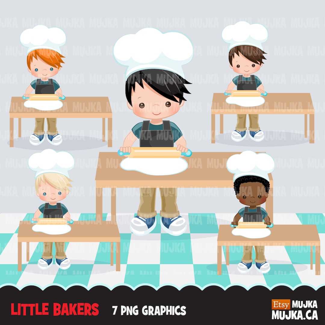 Baking Clipart. Cute Baker Characters, Kitchen Chores, Baking Party ...