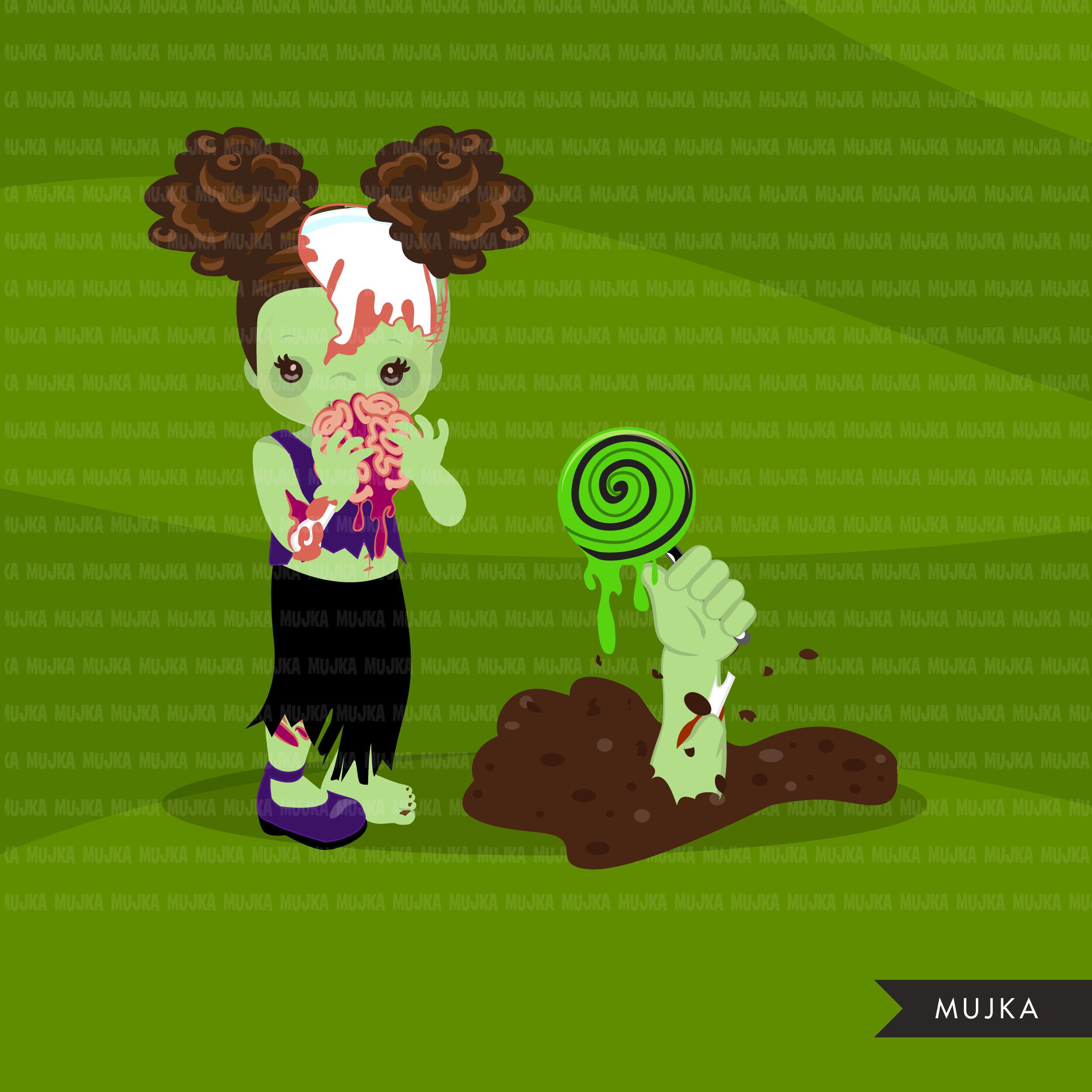 Halloween Clipart Zombie Clipart Zombie Kids Png Zombie | Etsy