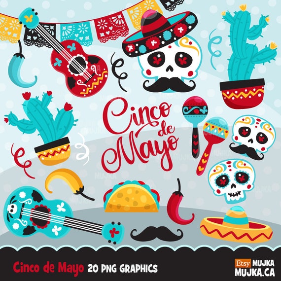 Cinco de Mayo clipart. Mexican holiday mariachi dancers, musicians ...