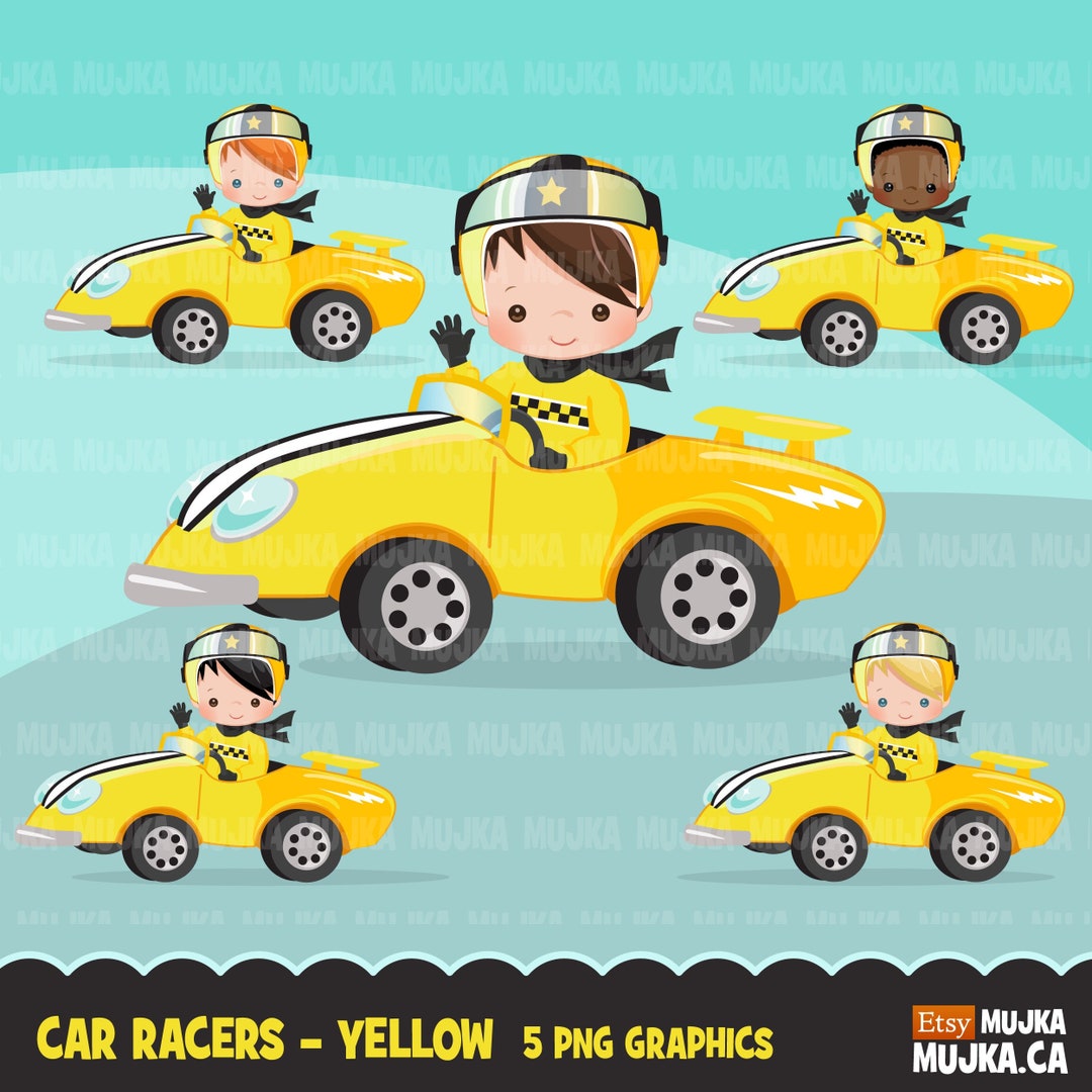 Car Racing Clipart for Boys, Race Car Driver Formula 1 Graphics, Boys ...