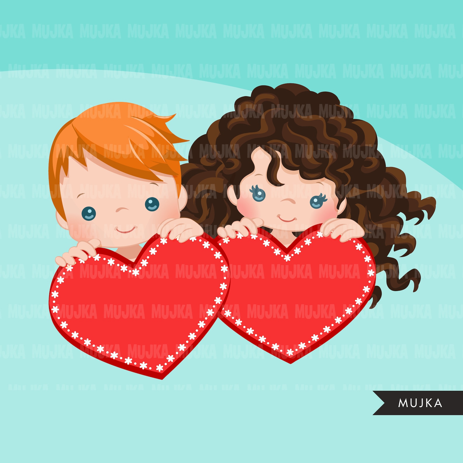Valentine Clipart Peeking Kids BUNDLE Valentine's Day - Etsy