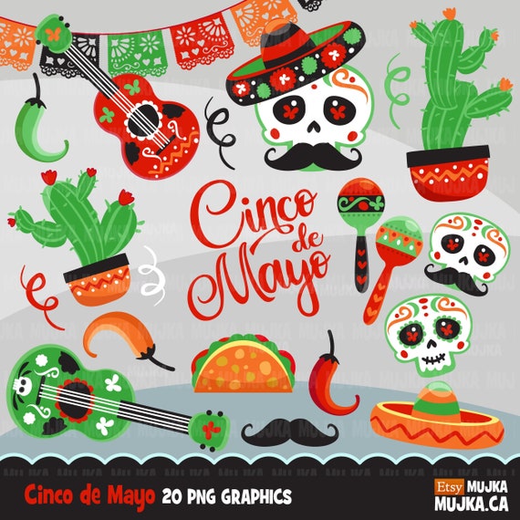 Cinco de Mayo clipart. Mexican holiday mariachi dancers, musicians ...
